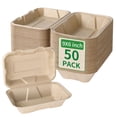 Compostable 50 Pack 9x6 Inch Takeout Lunch Box Containers With Lid To ...