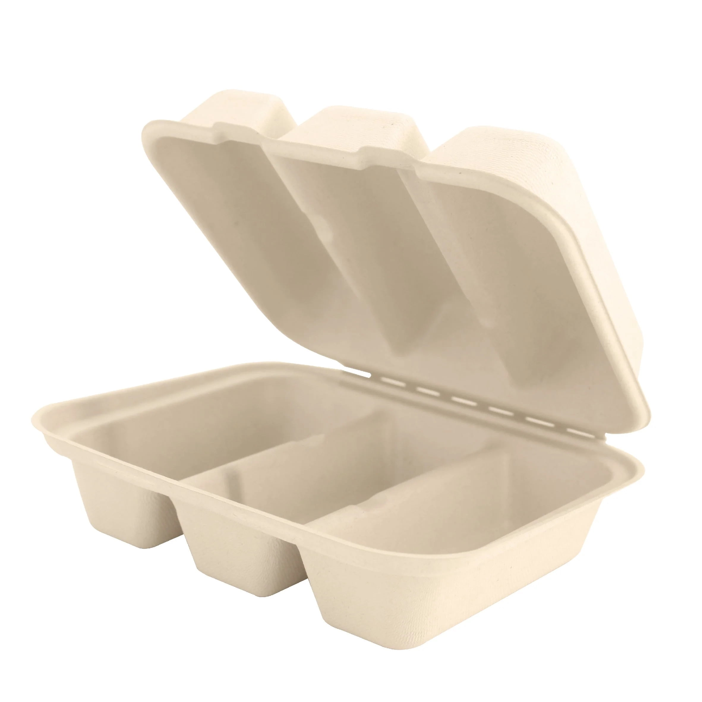 8 x 7 Inch 3-Compartment Hinged Containers | Tree-Less™ Compostable ...
