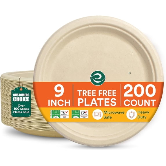 Compostable 9 Inch(200-Pack) Biodegradable Heavy-Duty Disposable ...