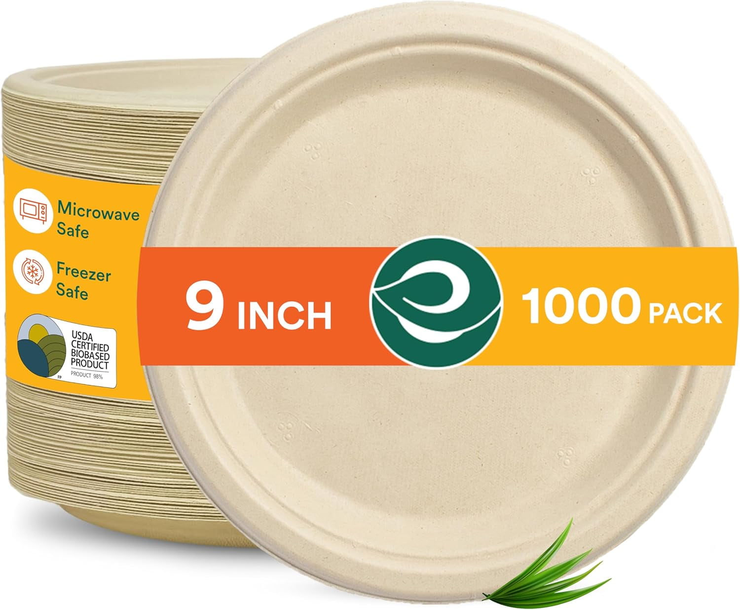 Compostable 9 Inch Biodegradable Disposable Paper Plates | Eco-Friendly ...