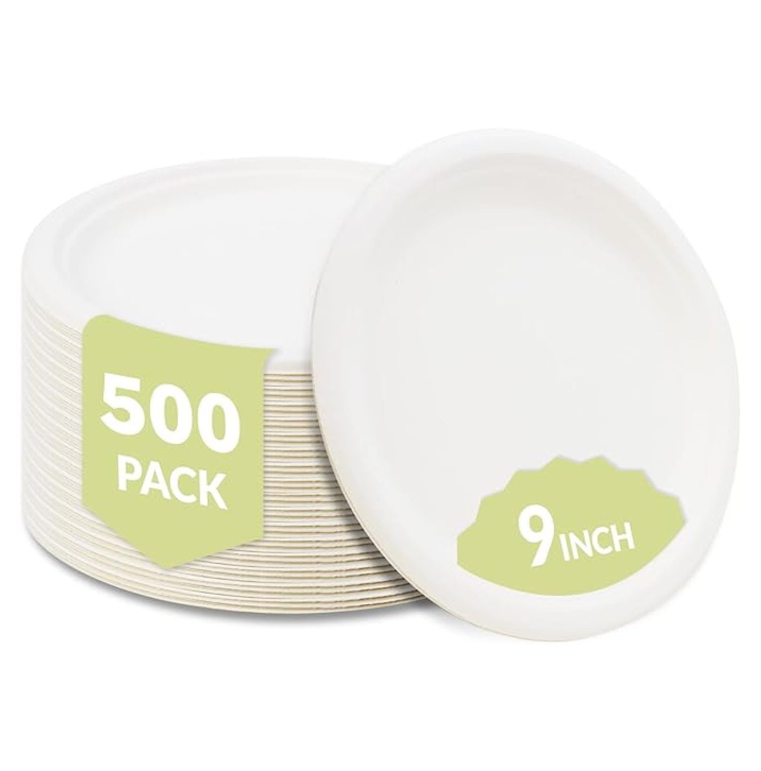 Compostable 9" Sugarcane Plates (500-Pack) Disposable Eco-Friendly ...