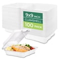 Compostable Clamshell Food Containers 8x8 Inch 50-Pack Biodegradable ...