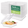 Compostable Clamshell Food Containers 8x8 Inch 50-Pack Biodegradable ...