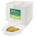 Compostable Clamshell Food Containers 8x8 Inch 50-Pack Biodegradable ...