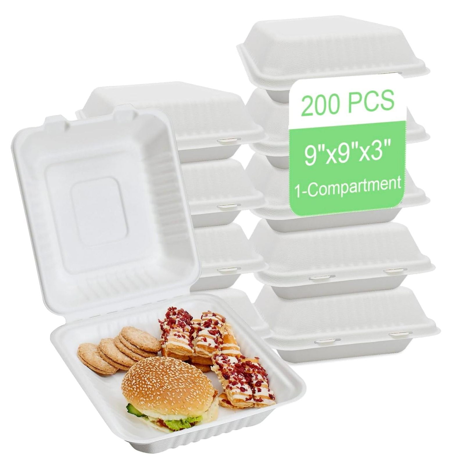 Compostable Clamshell Take Out Containers Disposable Food Boxes with ...