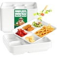 Compostable 𝟱 Compartment Paper Plates 10*8.25*1 𝗶𝗻𝗰𝗵 [𝟭𝟮𝟱 𝗣𝗮𝗰𝗸] Small ...