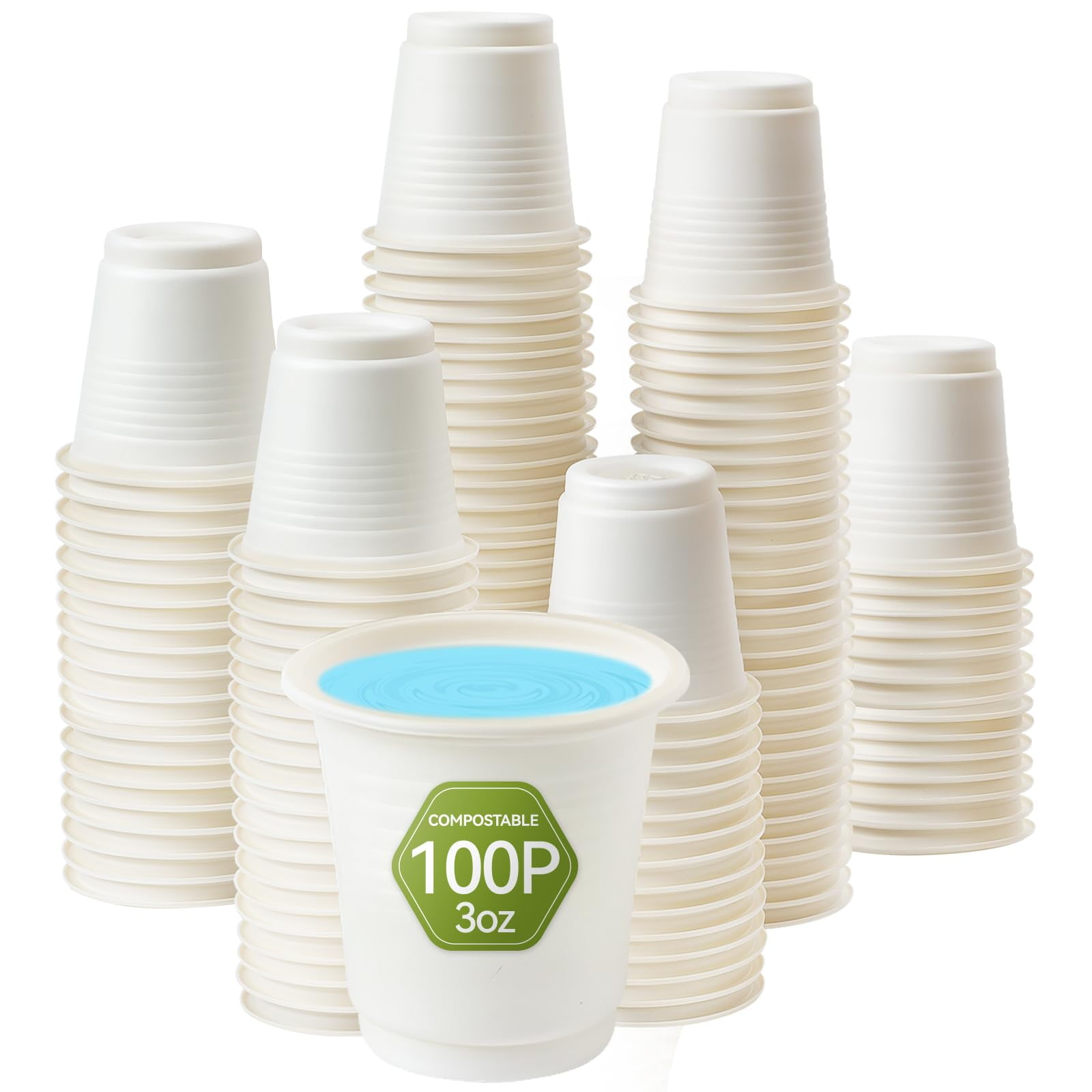 Compostable Disposable 3oz Bathroom Cups 100P Mouthwash Eco Friendly ...