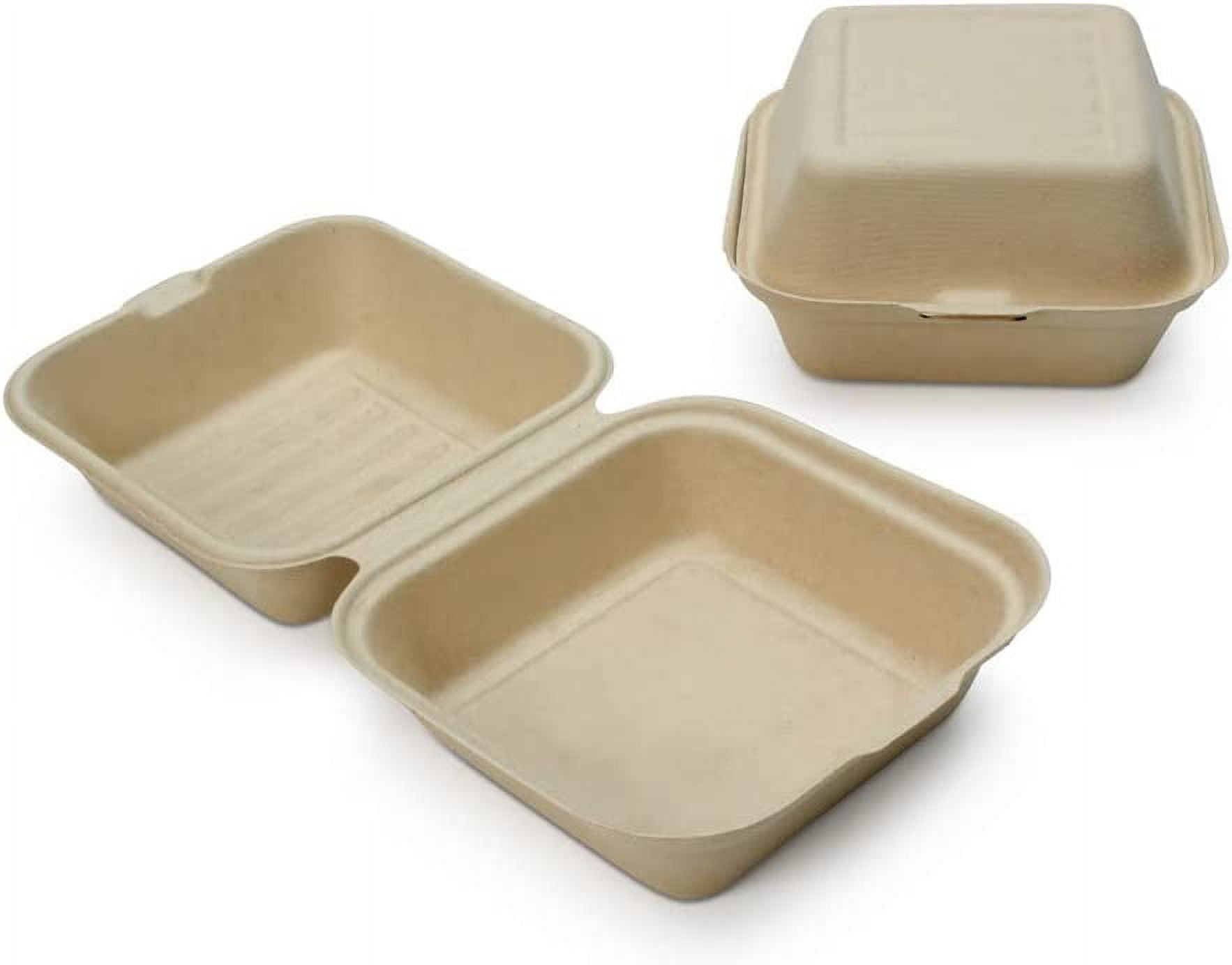 Compostable Disposable Food Containers with Lids [6”X6” 500 Pack] Eco ...