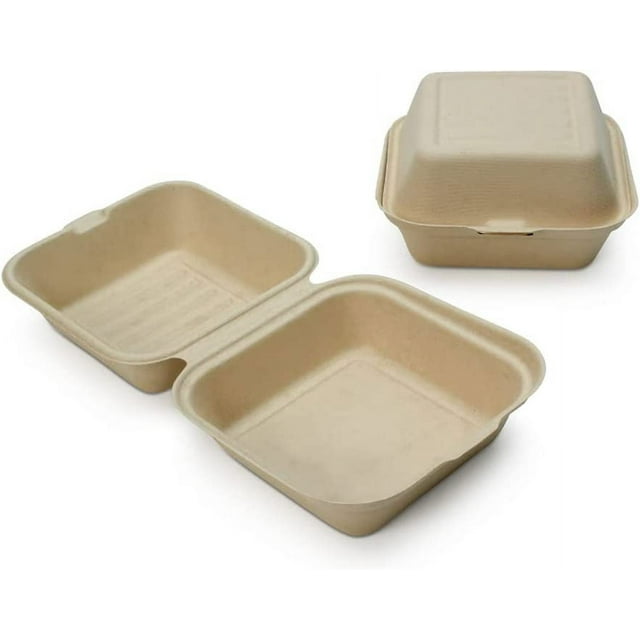 Compostable Disposable Food Containers with Lids [6”X6” 500 Pack] Eco ...