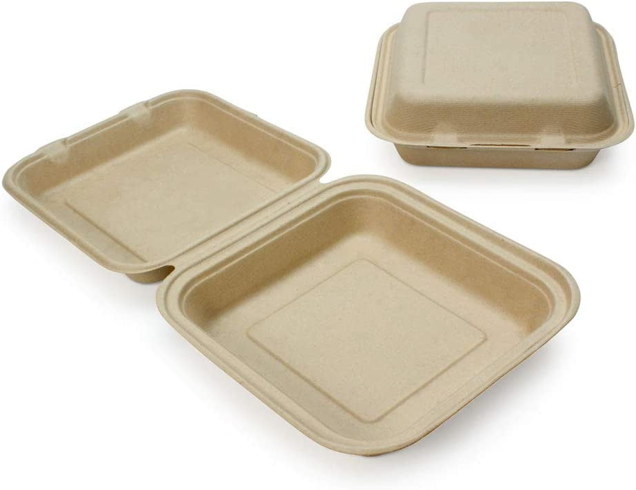 Compostable Disposable Food Containers with Lids [8”X8” 200 Pack] Eco ...