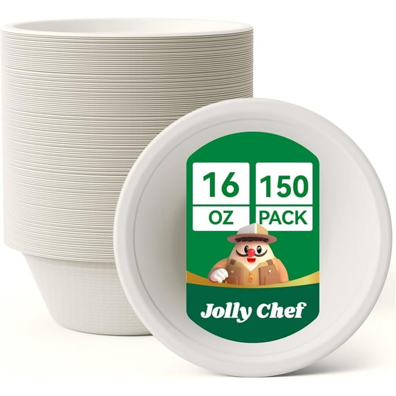 Compostable Disposable Paper Bowl [16 oz] Heavy Duty Soup Containers ...