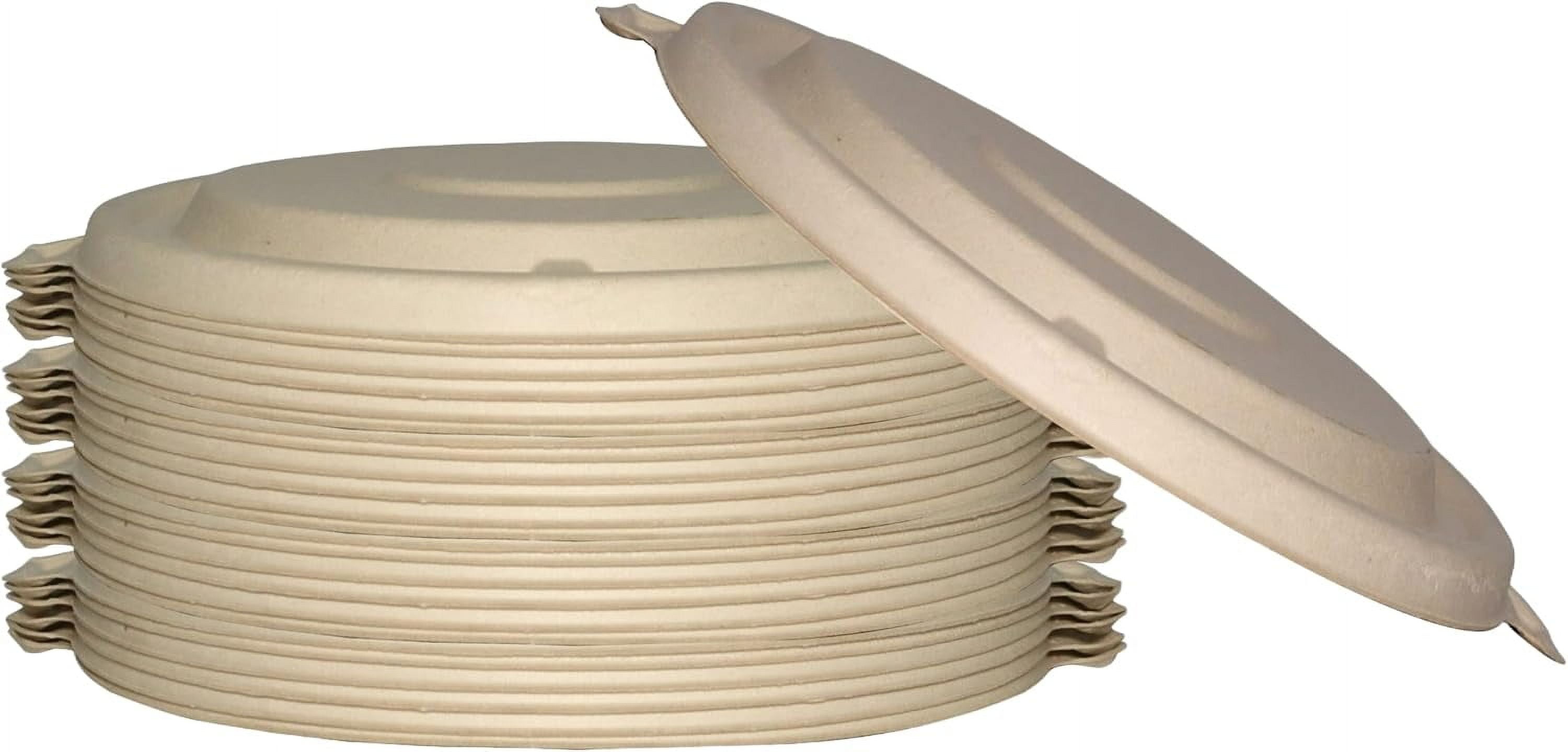 Compostable Fiber Lid for 24oz, 32oz, 40oz Round Bowls – Eco-Friendly ...