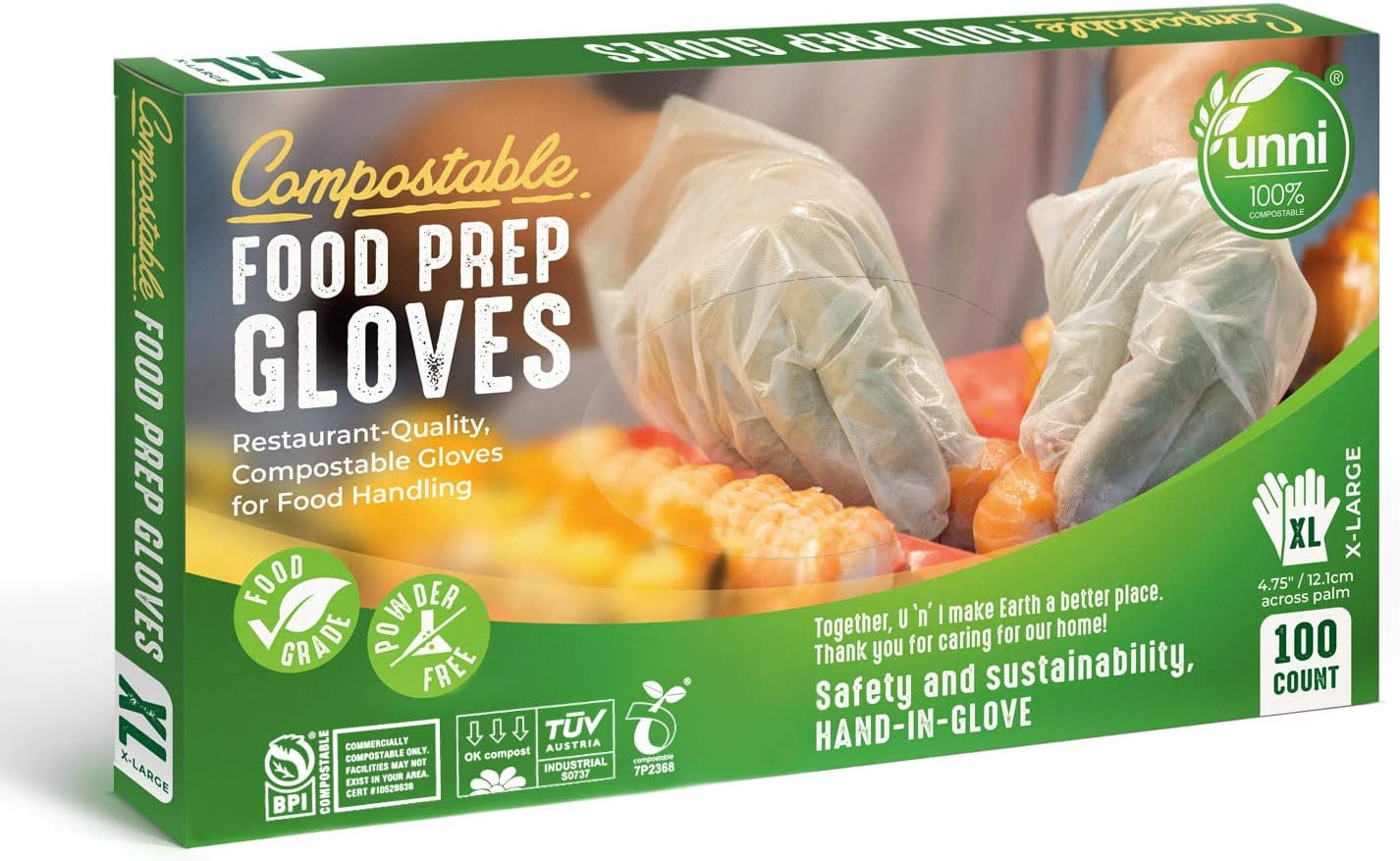 Compostable Food Prep Gloves, For Food Handling, ASTM D6400, US BPI ...