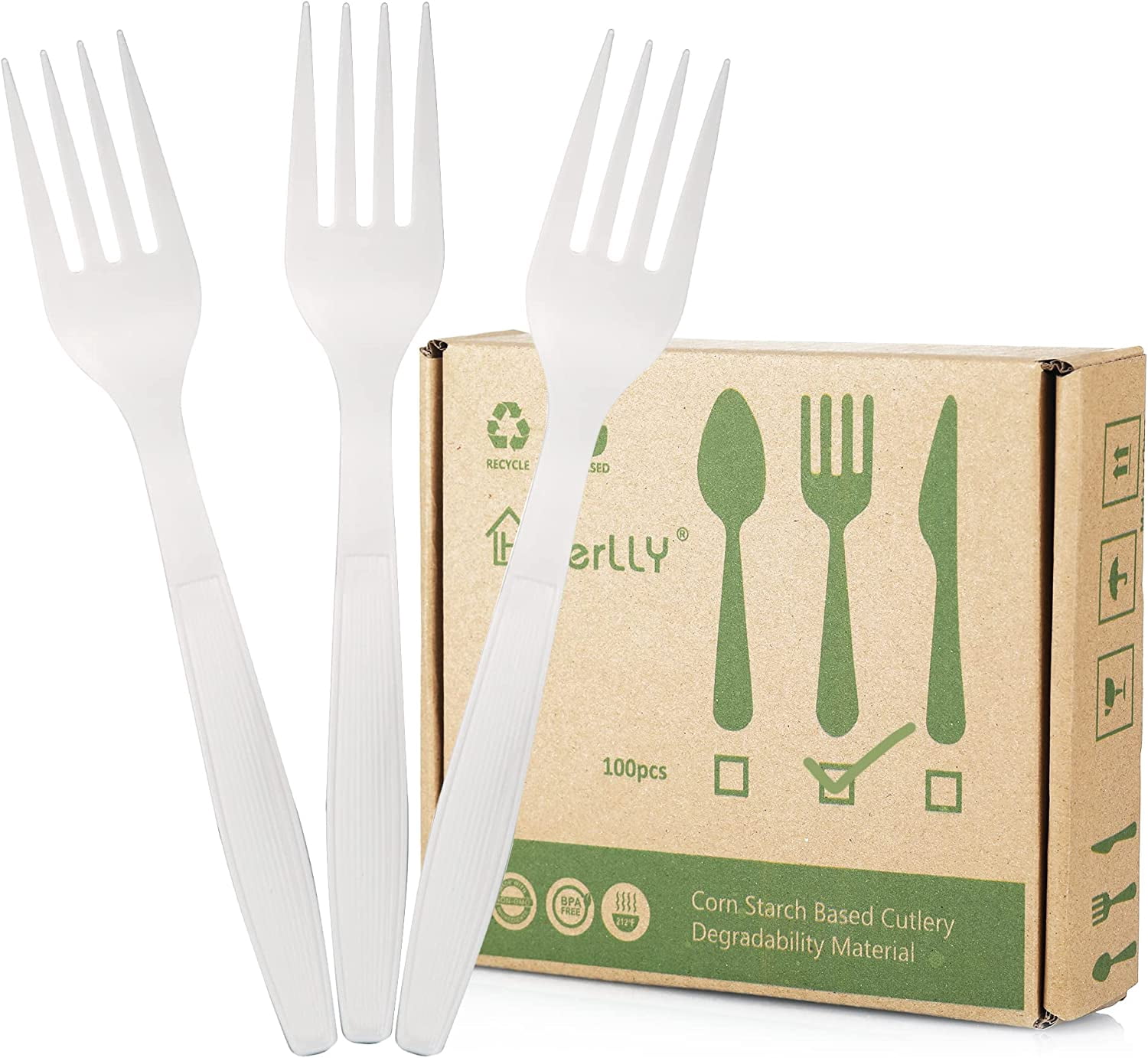 Compostable Fork,100 Biodegradable Silverware for Party,Large ...