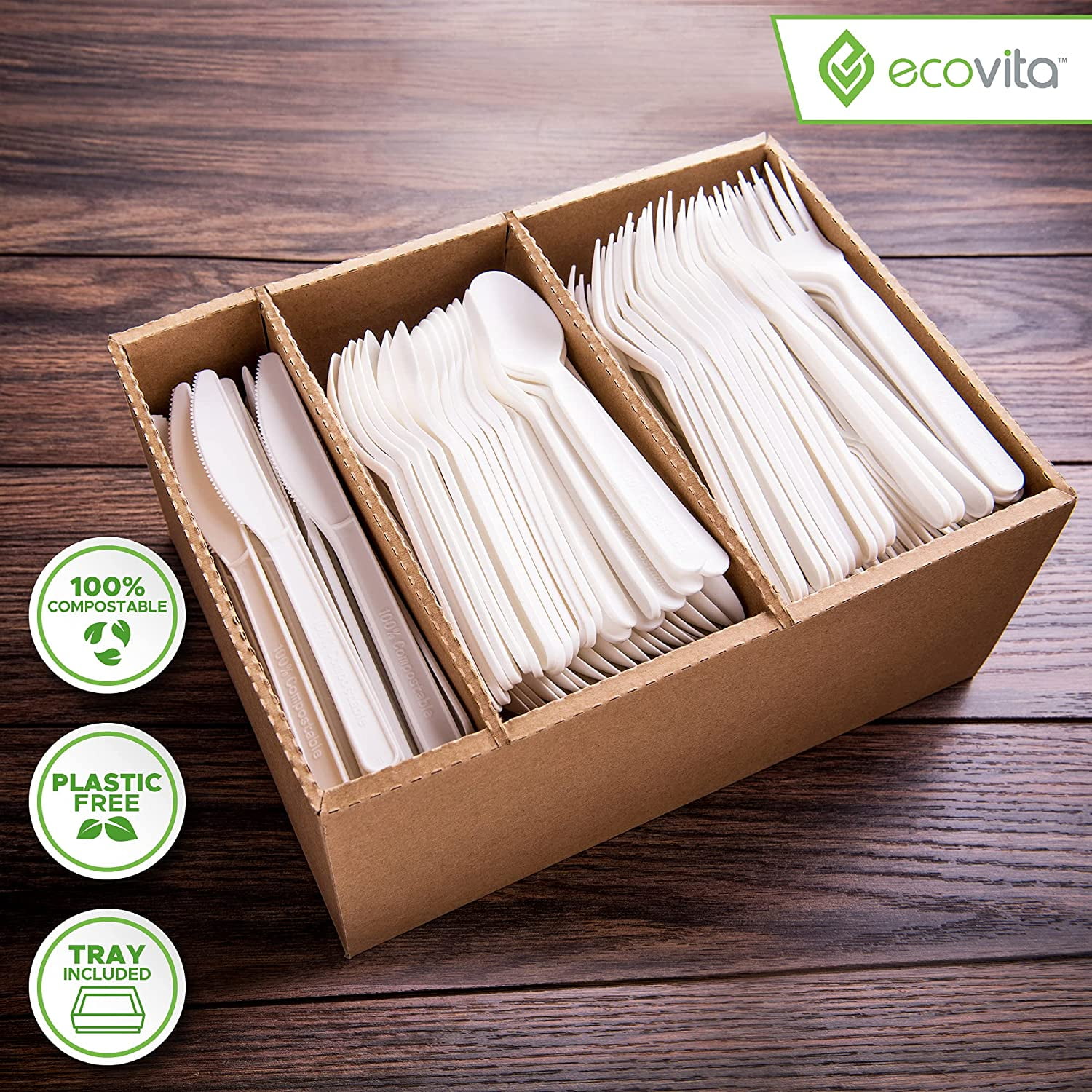 Compostable Forks Spoons Knives Cutlery Combo Set - 380 Large ...