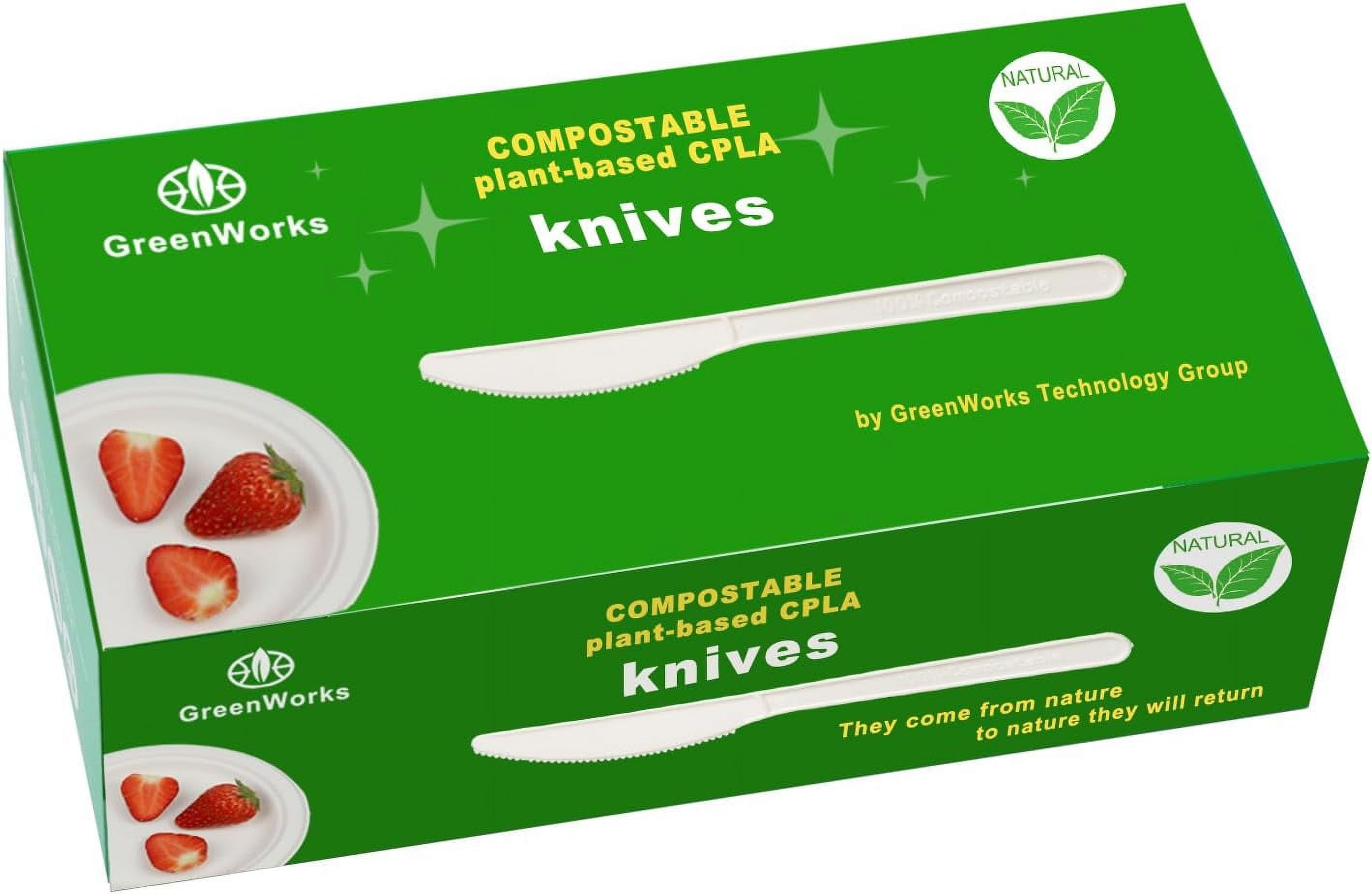 Compostable Knives,100 Count 7" Heavyweight Disposable Biobased Cutlery ...