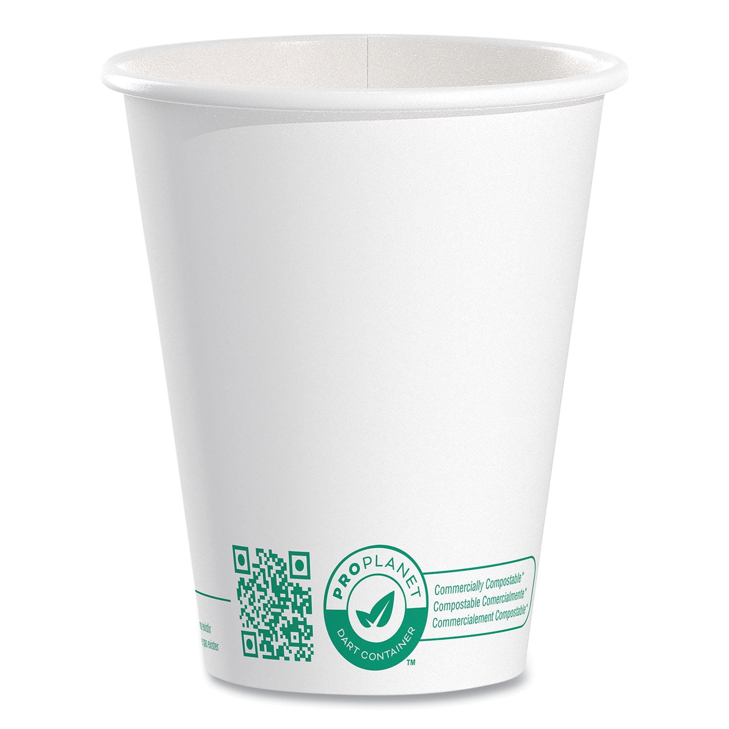 Compostable Paper Hot Cups, ProPlanet Seal, 8 oz, White/Green, 50/Pack ...