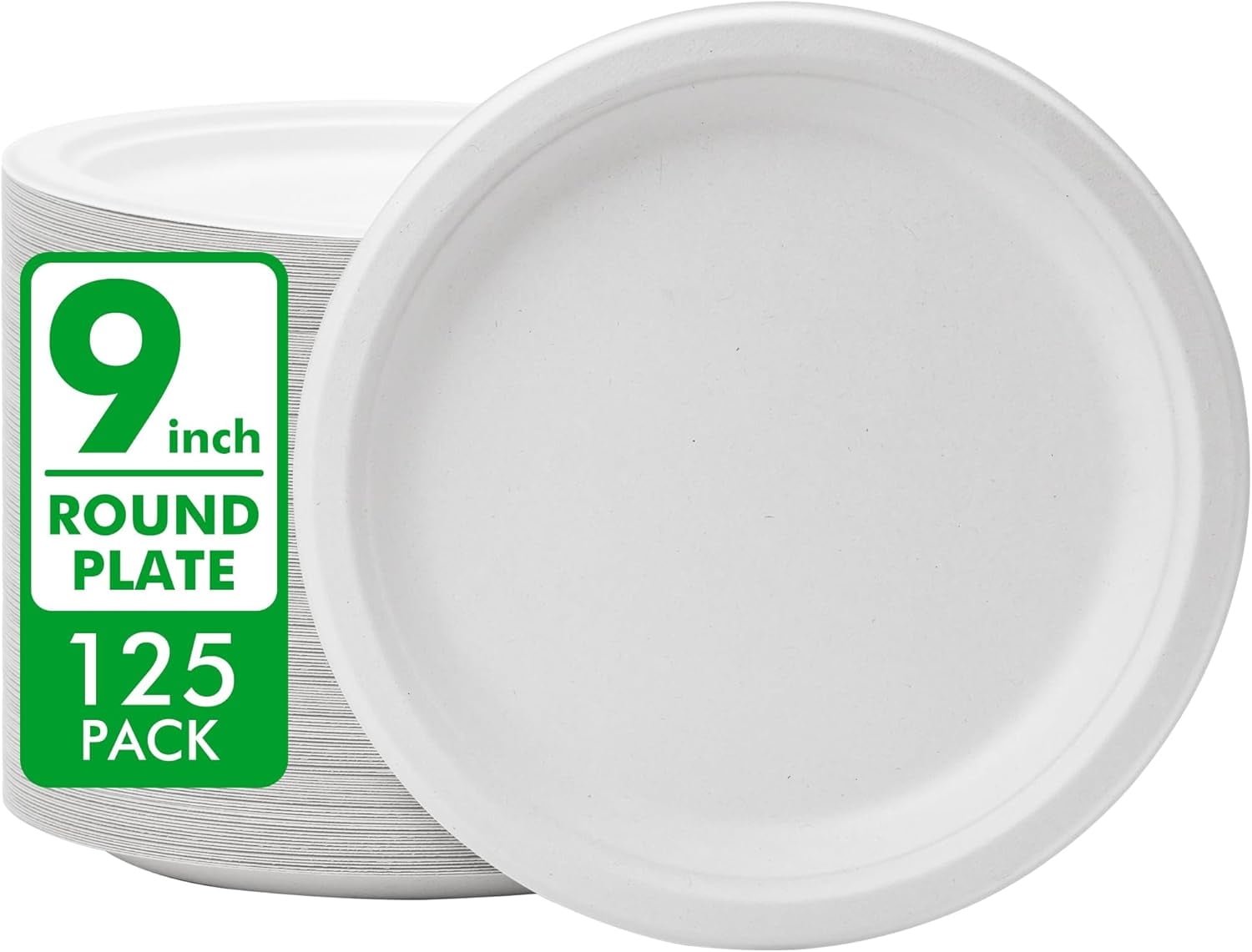 Compostable Paper Plates 10 Inch [150 Pack], Disposable Biodegradable ...