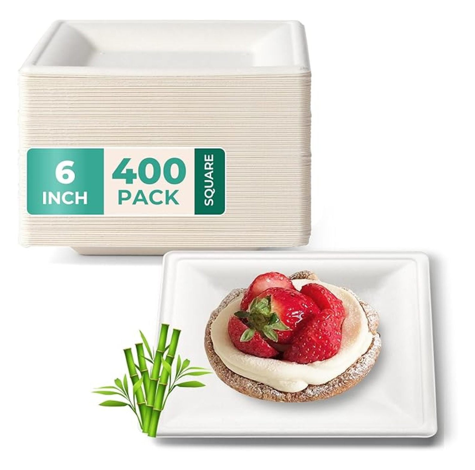 Compostable Paper Plates 6 Inch - 400 Pack, Biodegradable Sugarcane ...