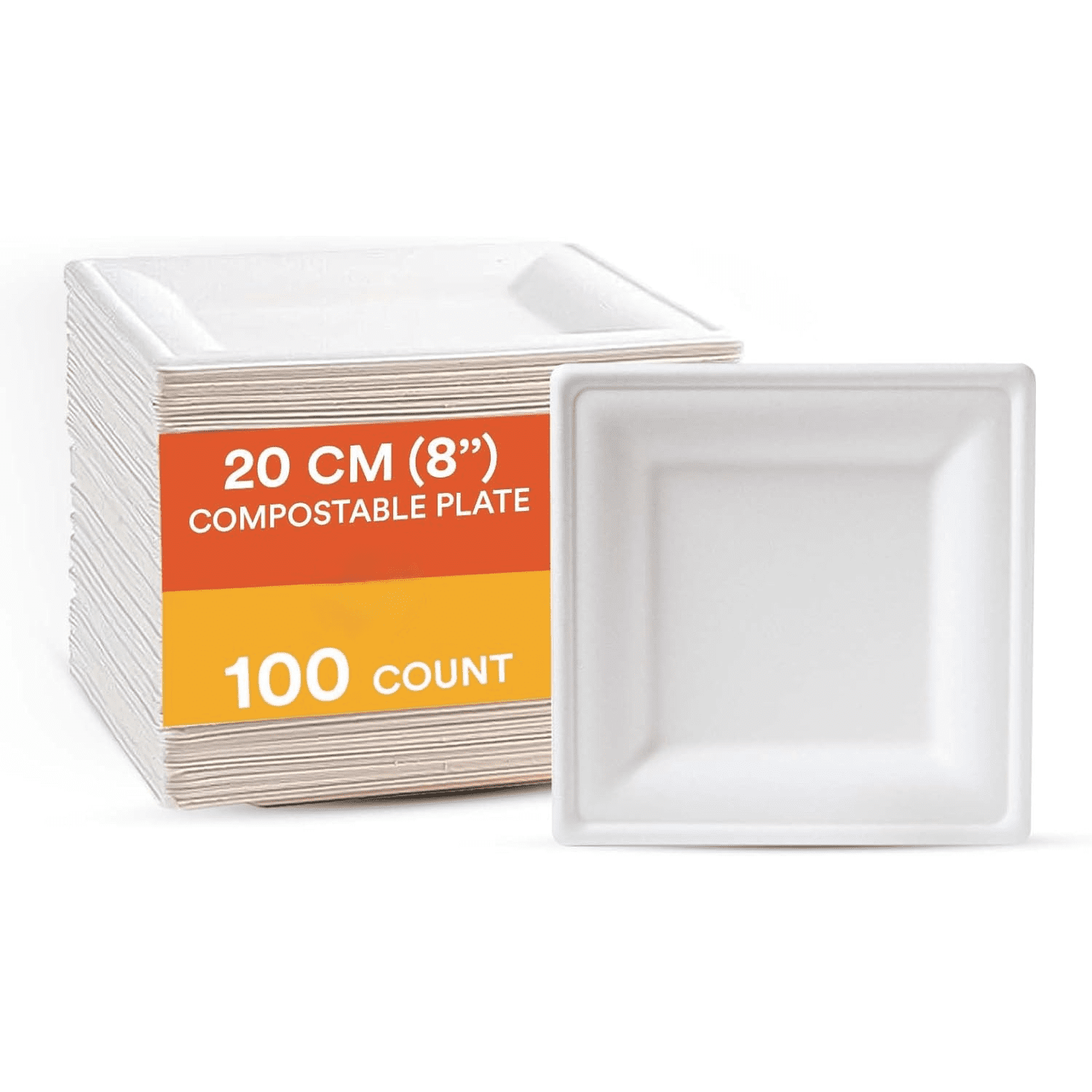 Compostable Paper Plates 8 Inch (100 Count) Heavy Duty Disposable ...
