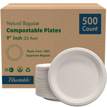 Paper Plates, 100% Compostable Heavy Duty Disposable Plates Bulk ...