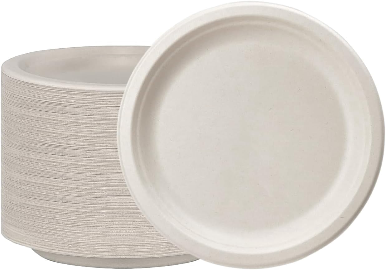 Compostable Plates 9 Inch - 100% Biodegradable, Heavy Duty Eco-Friendly ...