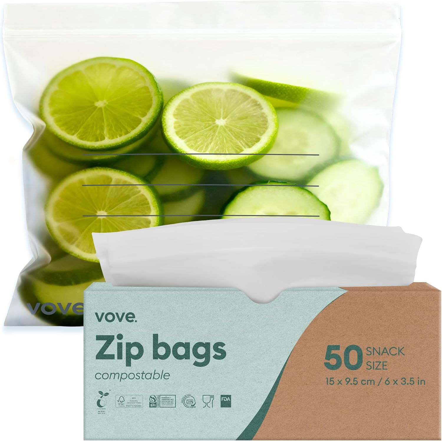Compostable Snack Bags 50 Ct – PFAS-Free, BPI Certified, Freezer Safe ...