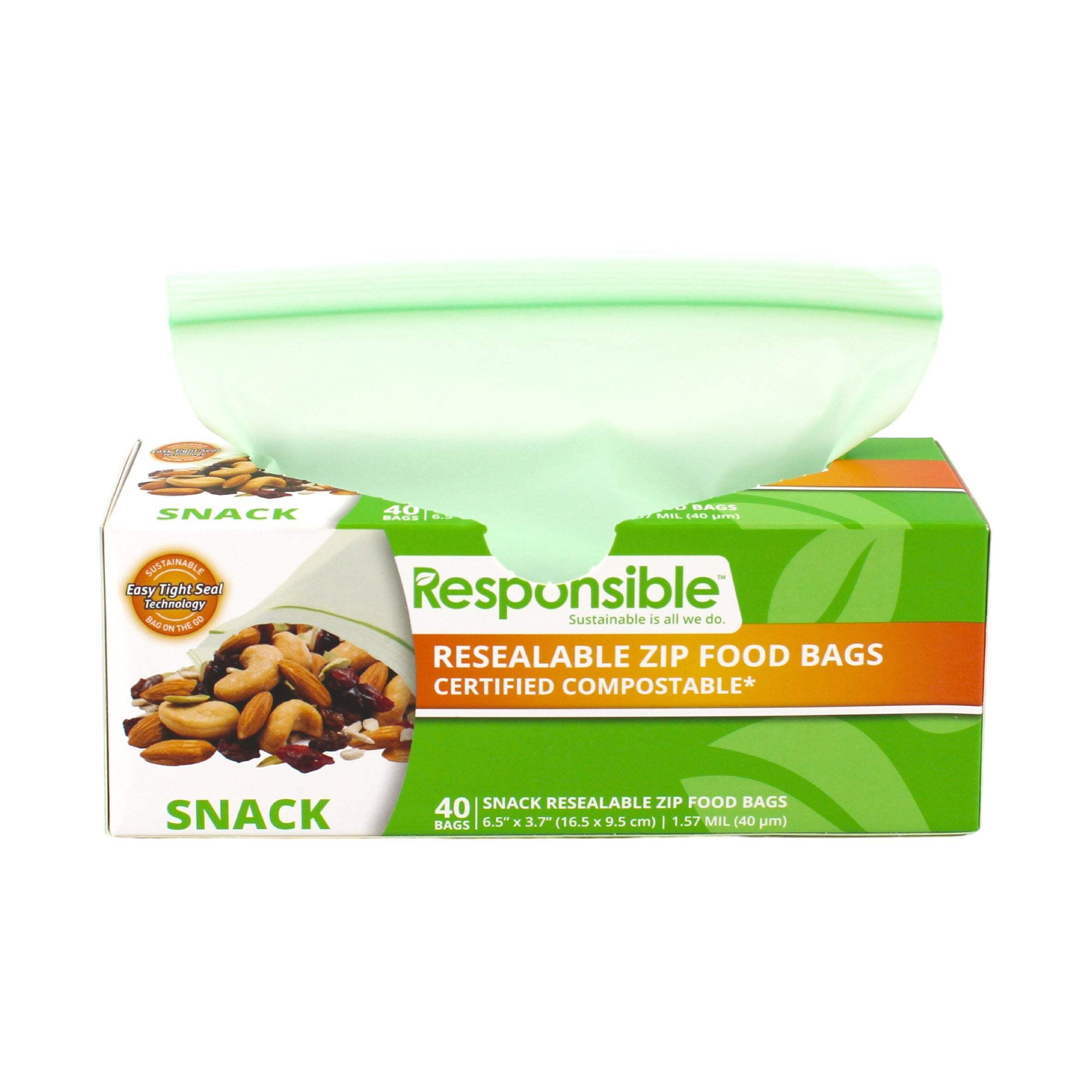 Compostable Snack Resealable Zip Bag (40 COUNT) - Walmart.com