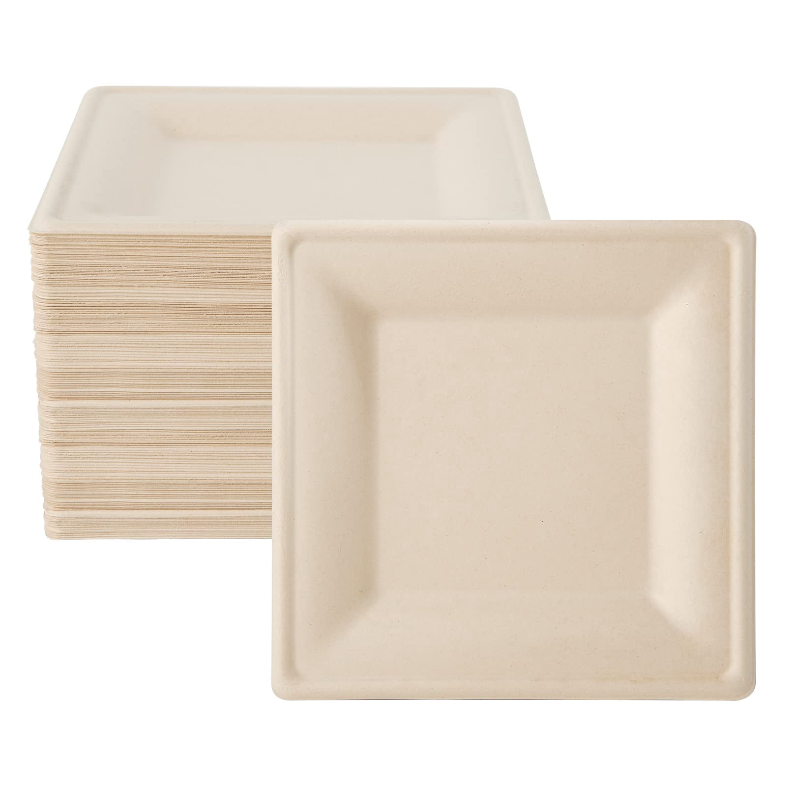 Compostable Square Paper Plates 6 inch Disposable, Eco-friendly Heavy ...