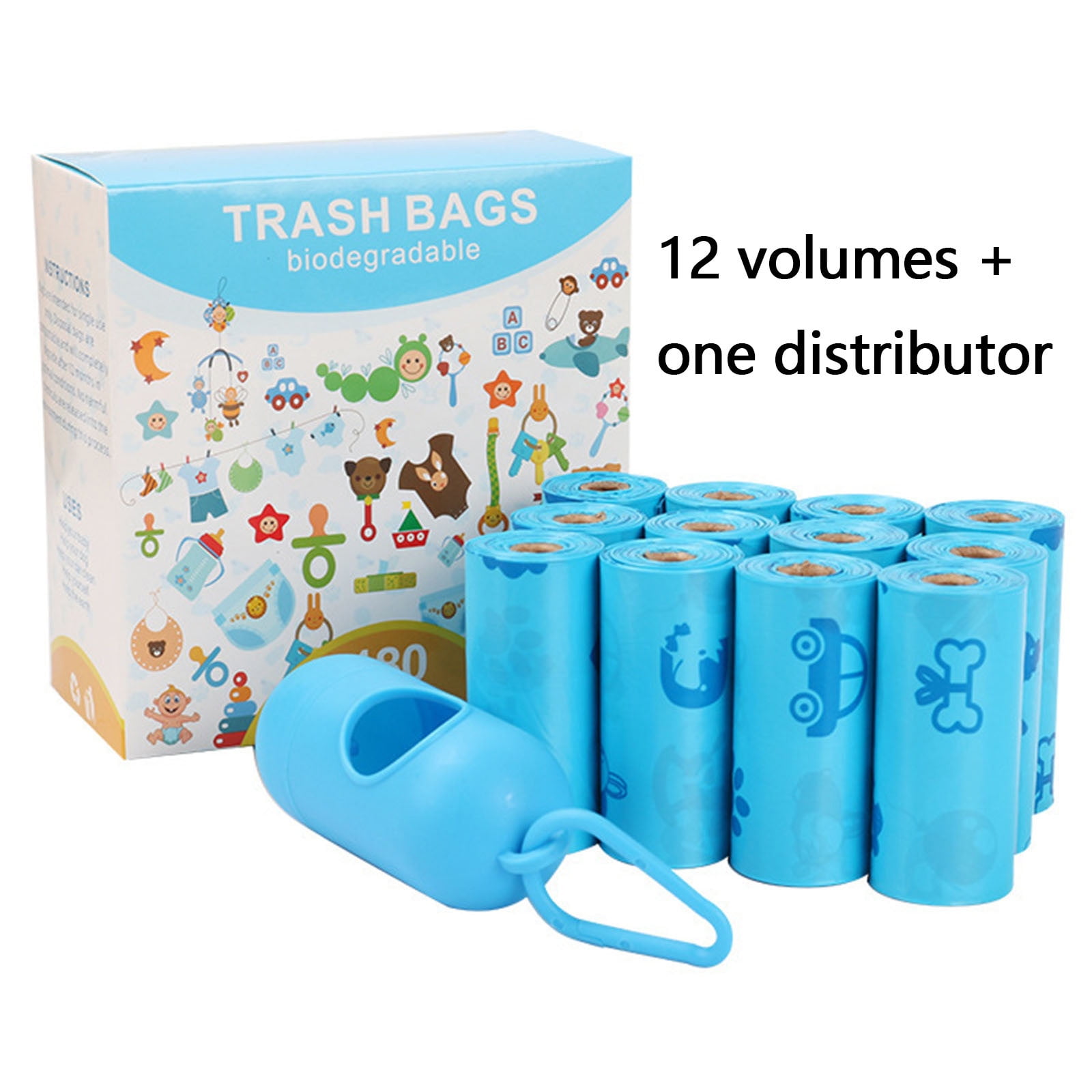 Compostable Trash Bags, 12/16 Rolls with Dispenser, EPI+HDPE Degradable ...