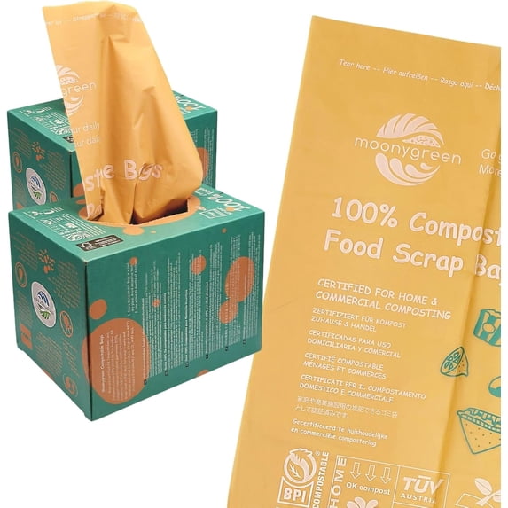 Compostable Trash Bags 13 Gallon, Tall Kitchen Food Waste Bags, US BPI ...