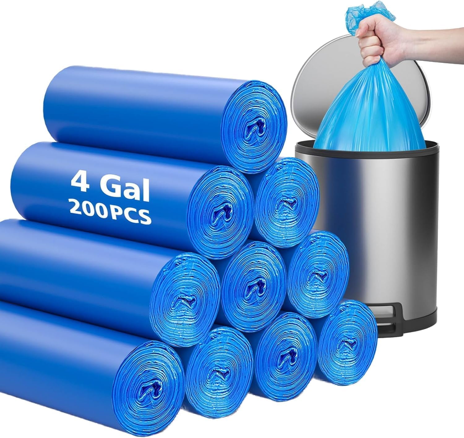 Compostable Trash Bags - 4 Gallon, 200 Packs, Biodegradable, Blue ...
