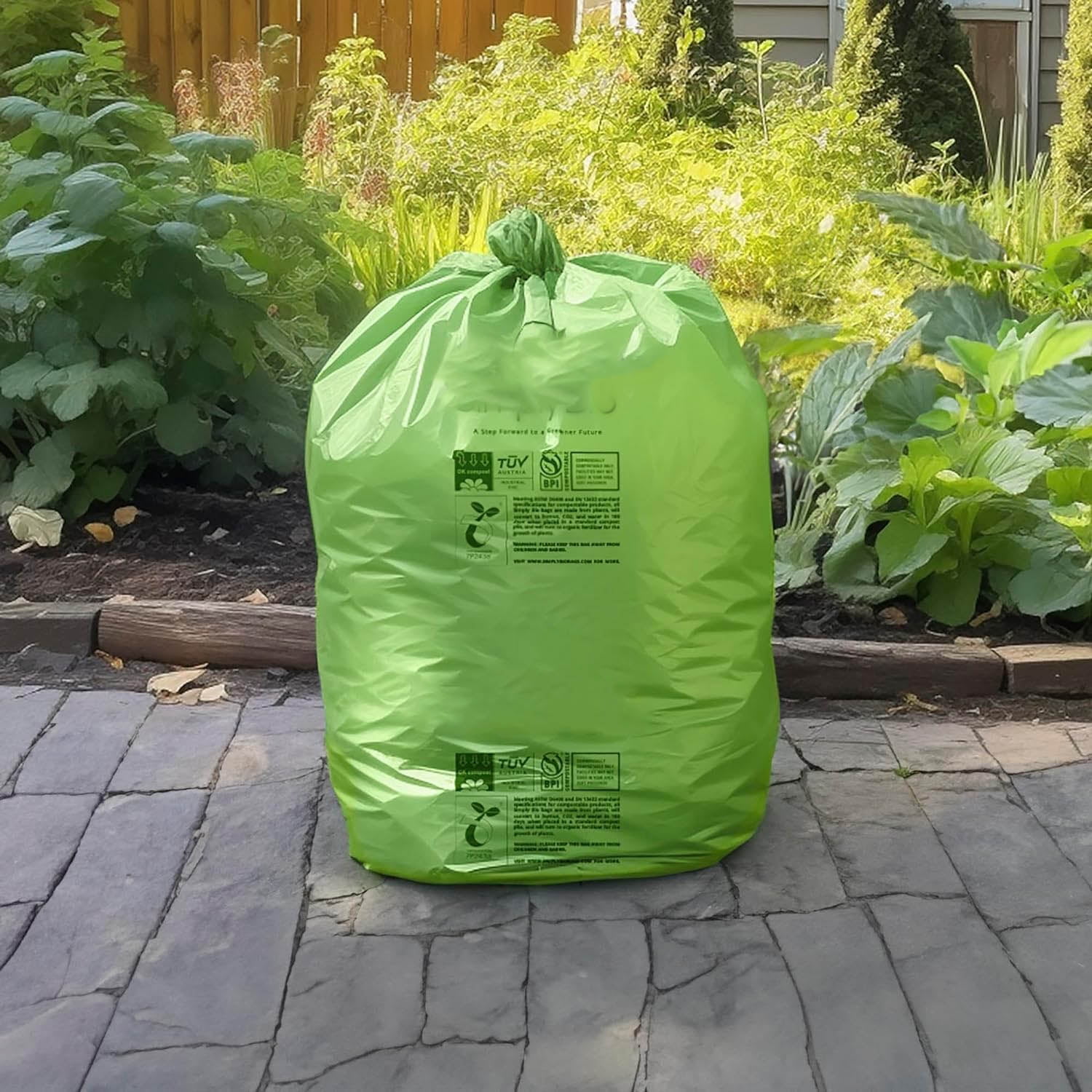 Compostable Trash Bags with Flat-Top, Heavy Duty Extra Thick, Large ...