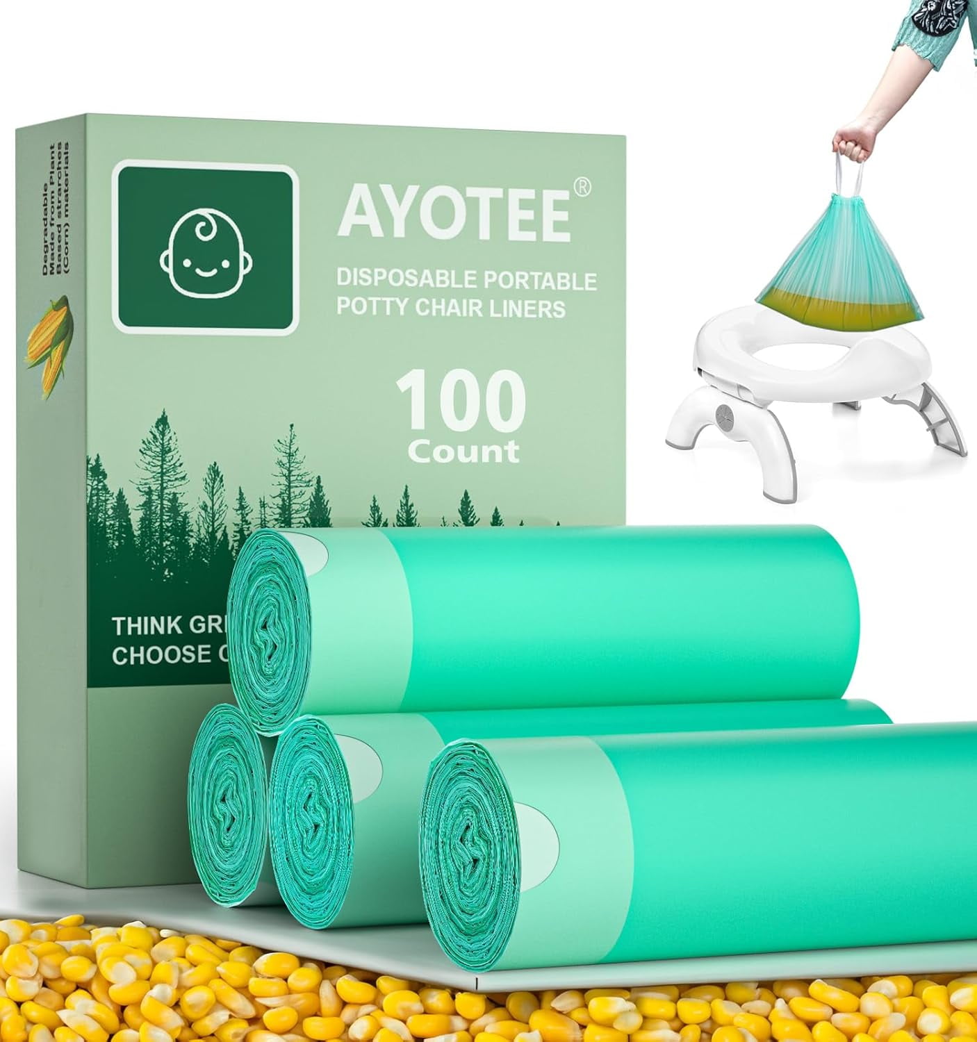 Compostable Travel Potty Bags for Portable Toilet 100Packs, AYOTEE ...