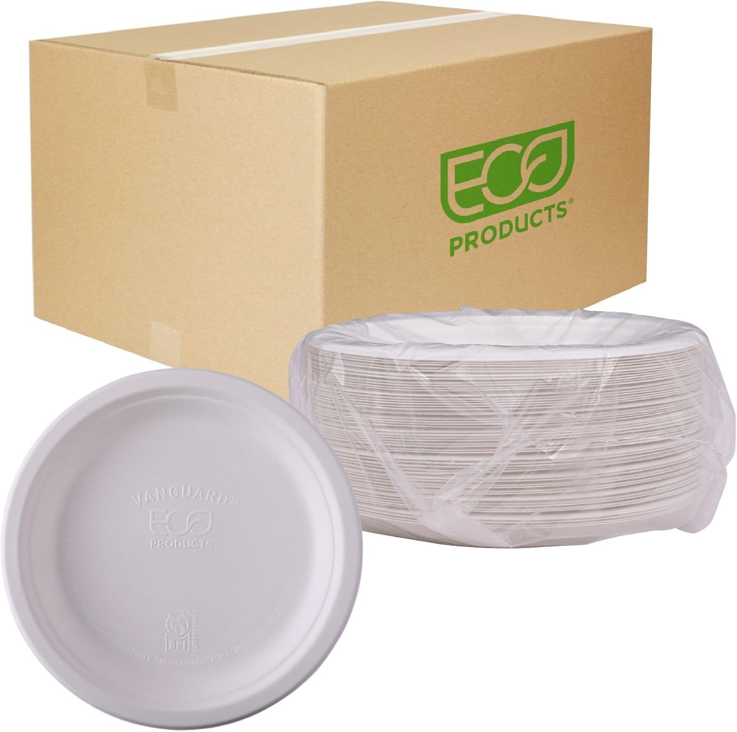Compostable Vanguard 6" Paper Plates, Case of 1000, Disposable White ...