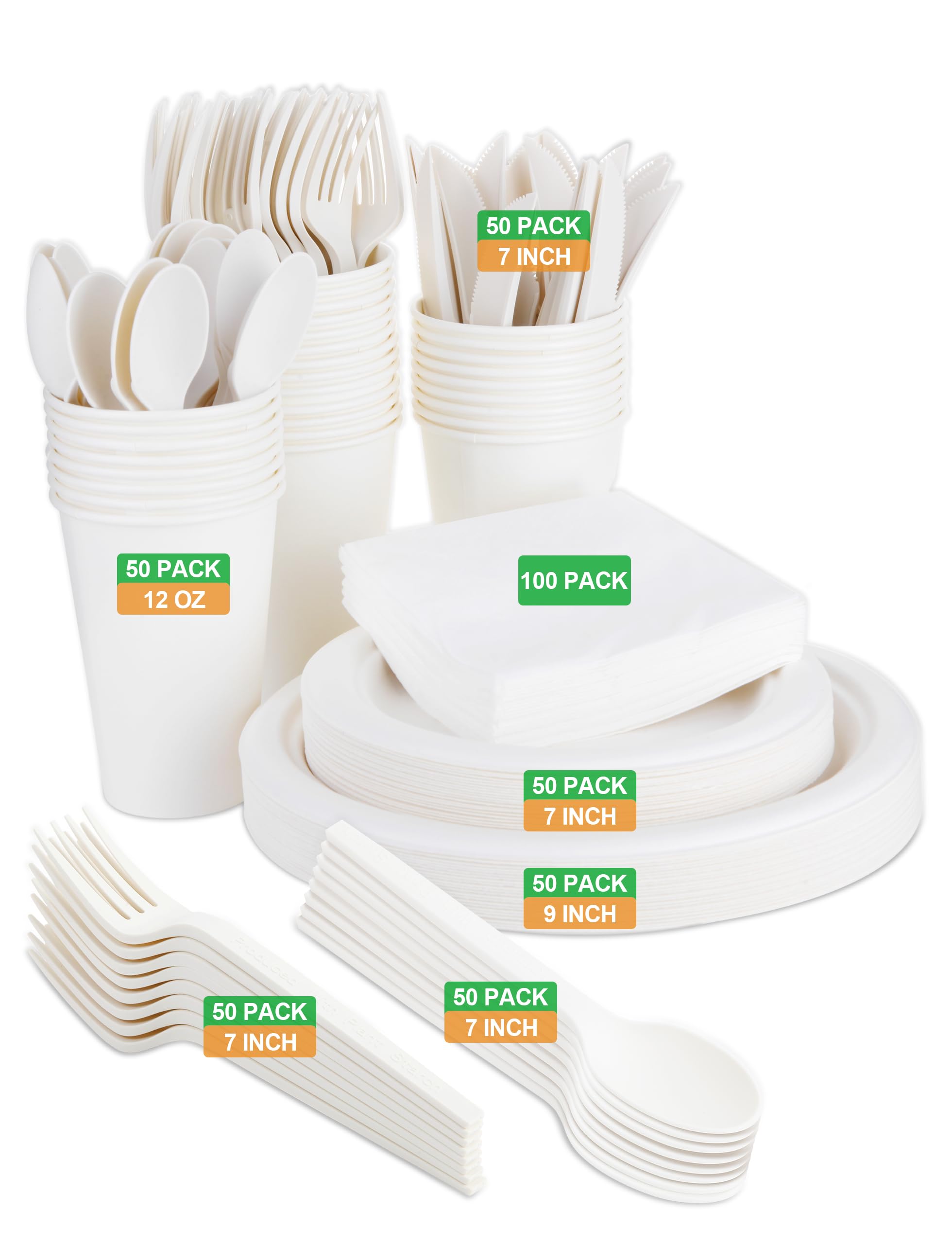 Compostable disposable paper plates set Compostable disposable ...