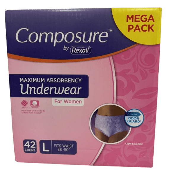 Composure by Rexall Maximum Absorbency Underwear for Women Size L 42 Ct ...
