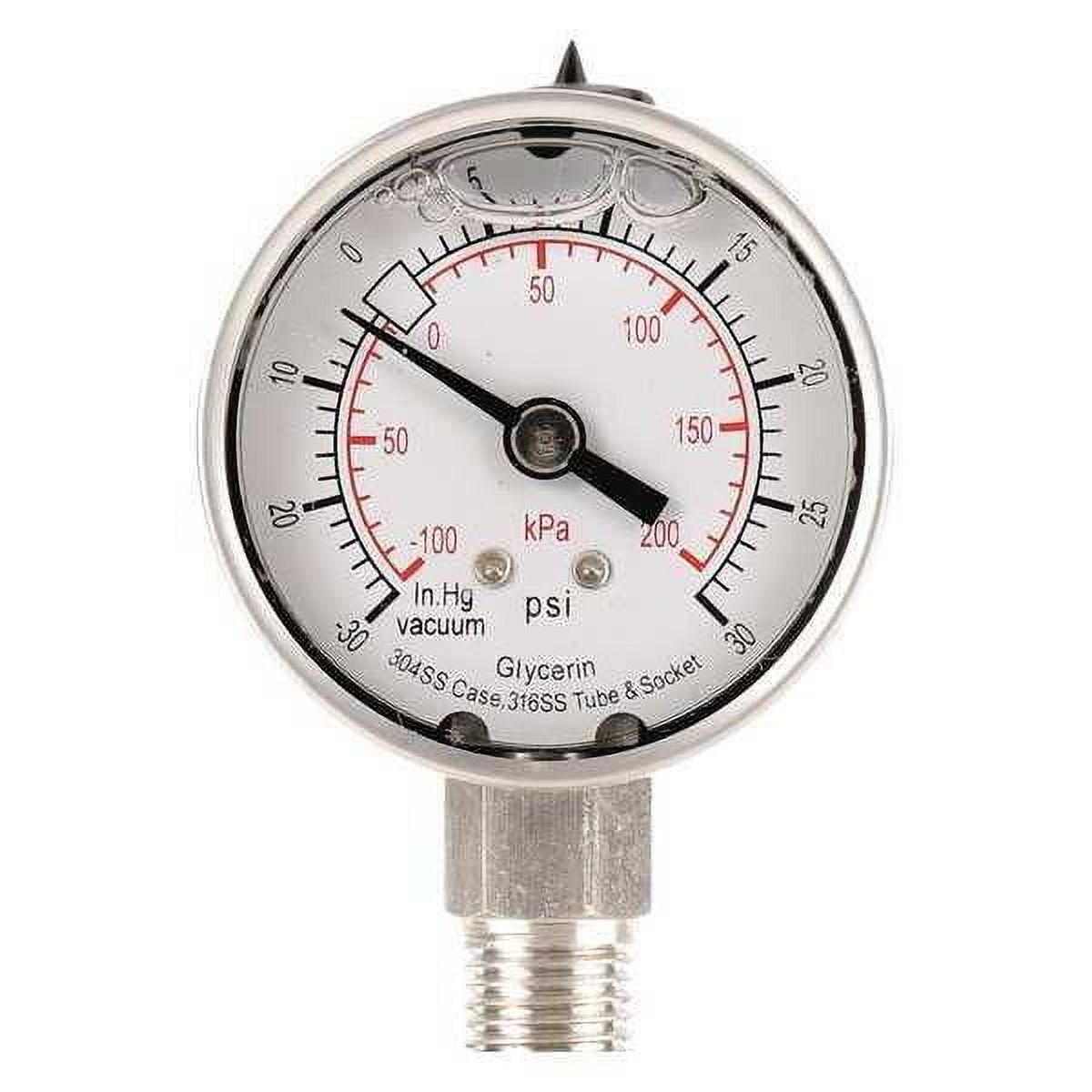 Compound Gauge, -30 to 0 to 30 in Hg/psi, 1/4 in MNPT, Stainless Steel, Silver(4CFF5) - Walmart.com