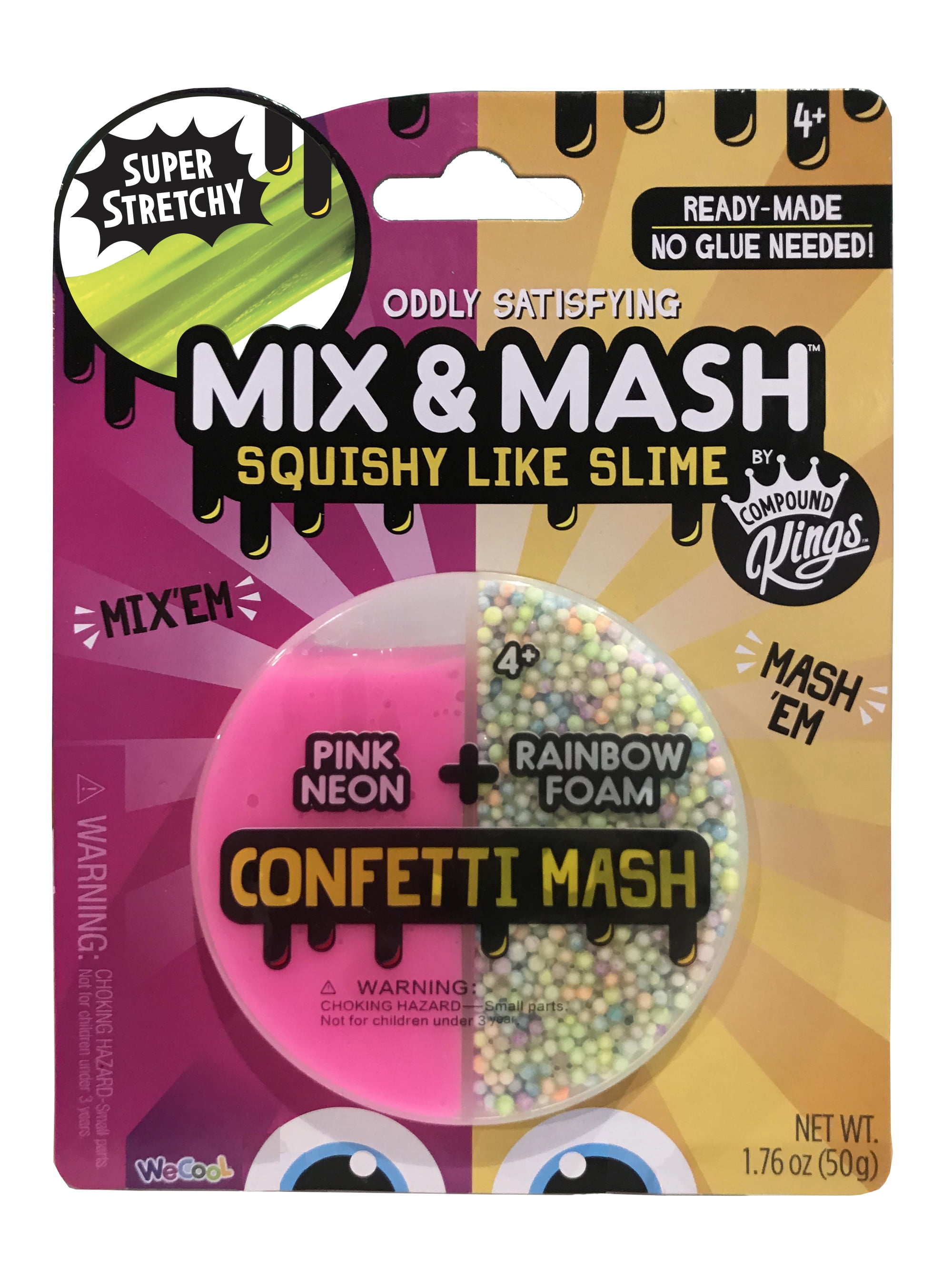 Compound Kings Confetti Mix & Mash Slime Disc - Pink Neon Slime ...