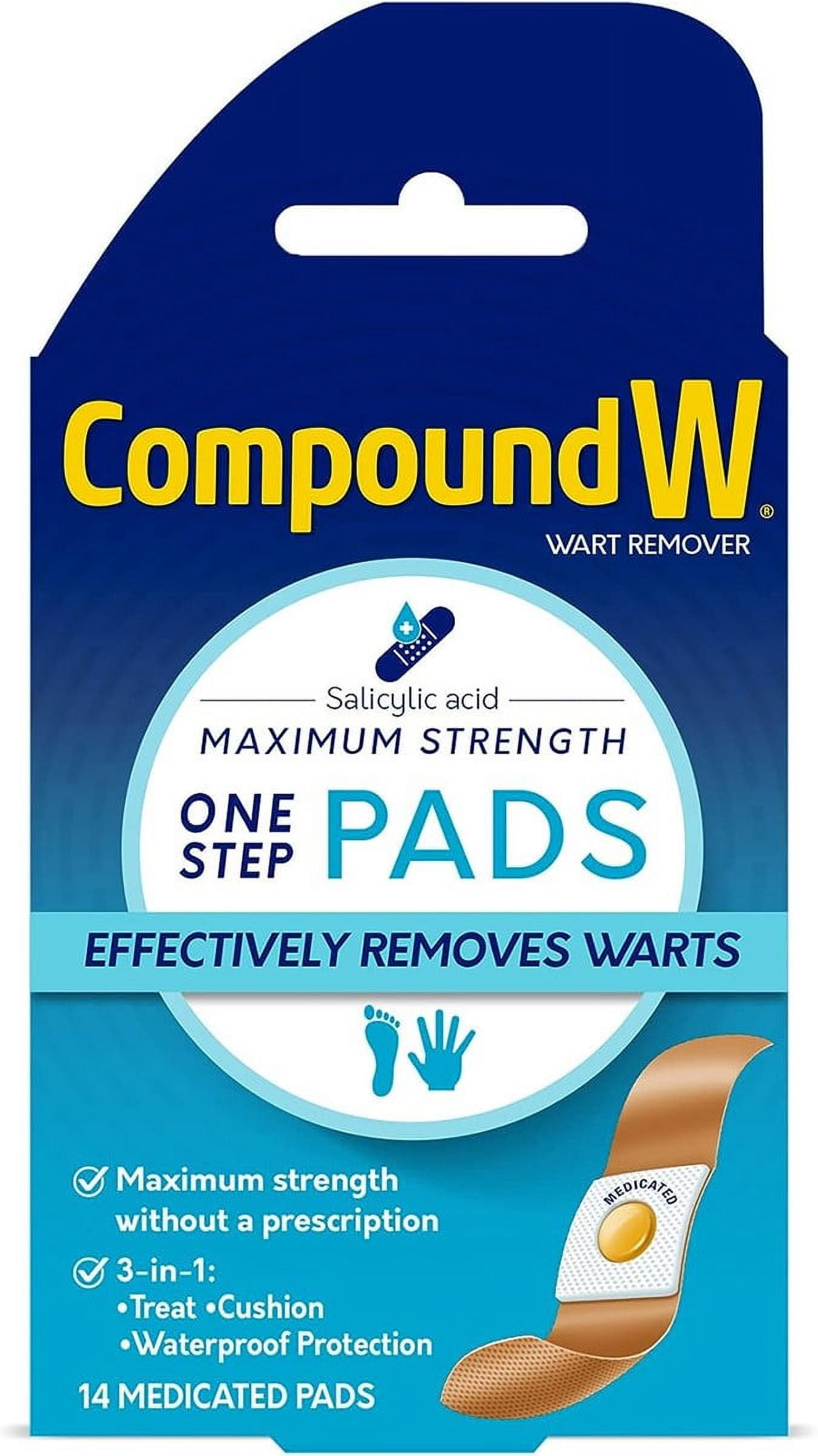 Compound W Wart Remover Maximum Strength One Step Pads, 14 Medicated ...