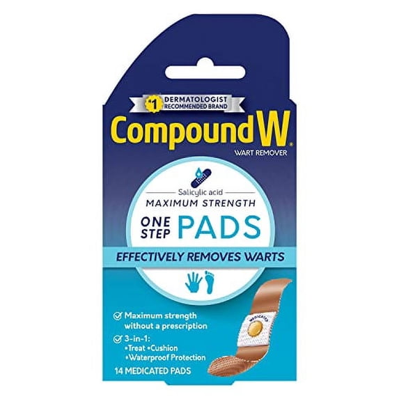 Compound W Wart Remover Maximum Strength One Step Pads, 14 Medicated ...