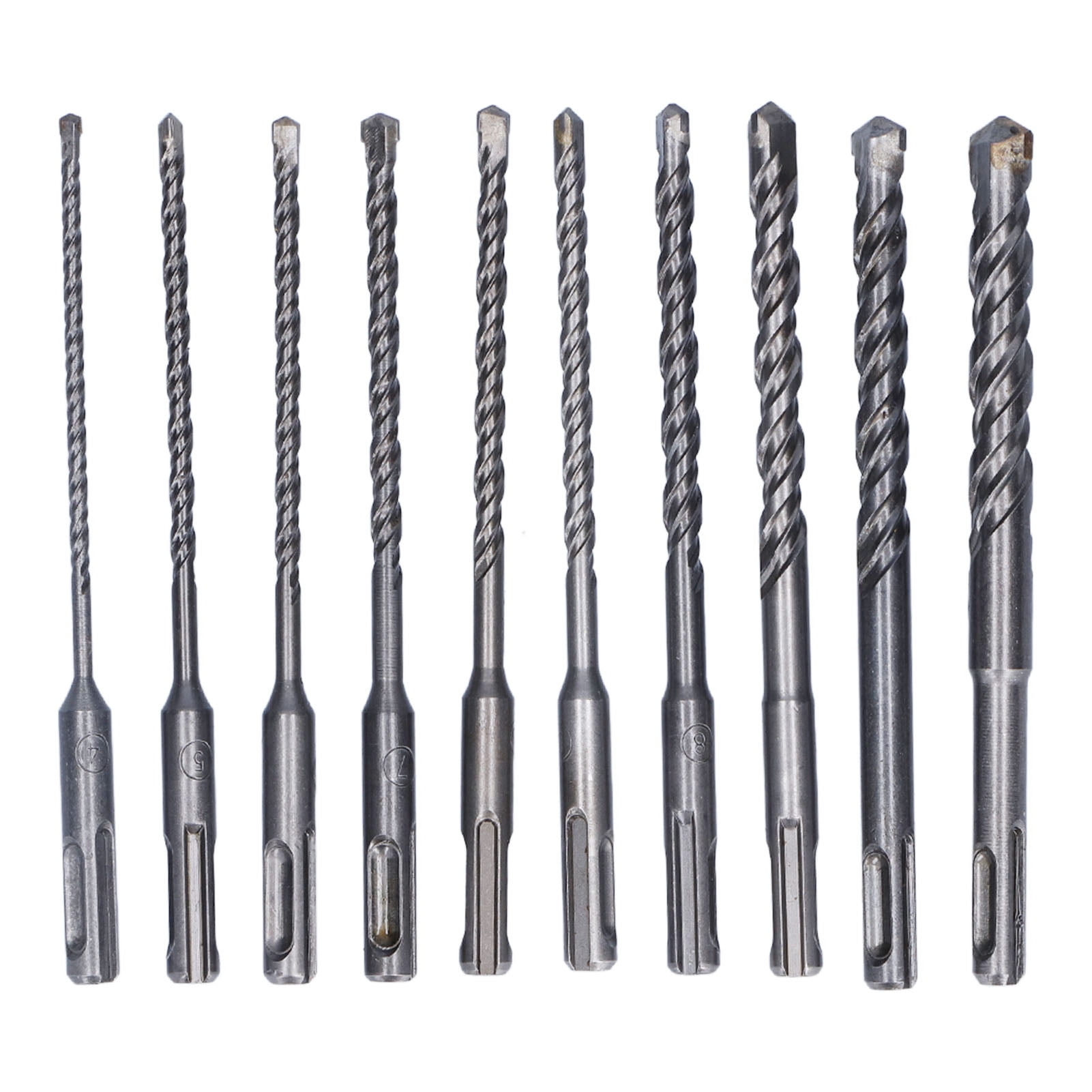 Comprehensive 10-Piece Masonry Drill Bit Set with Carbide Tips - 160mm Long, 4-14mm Diameters ...