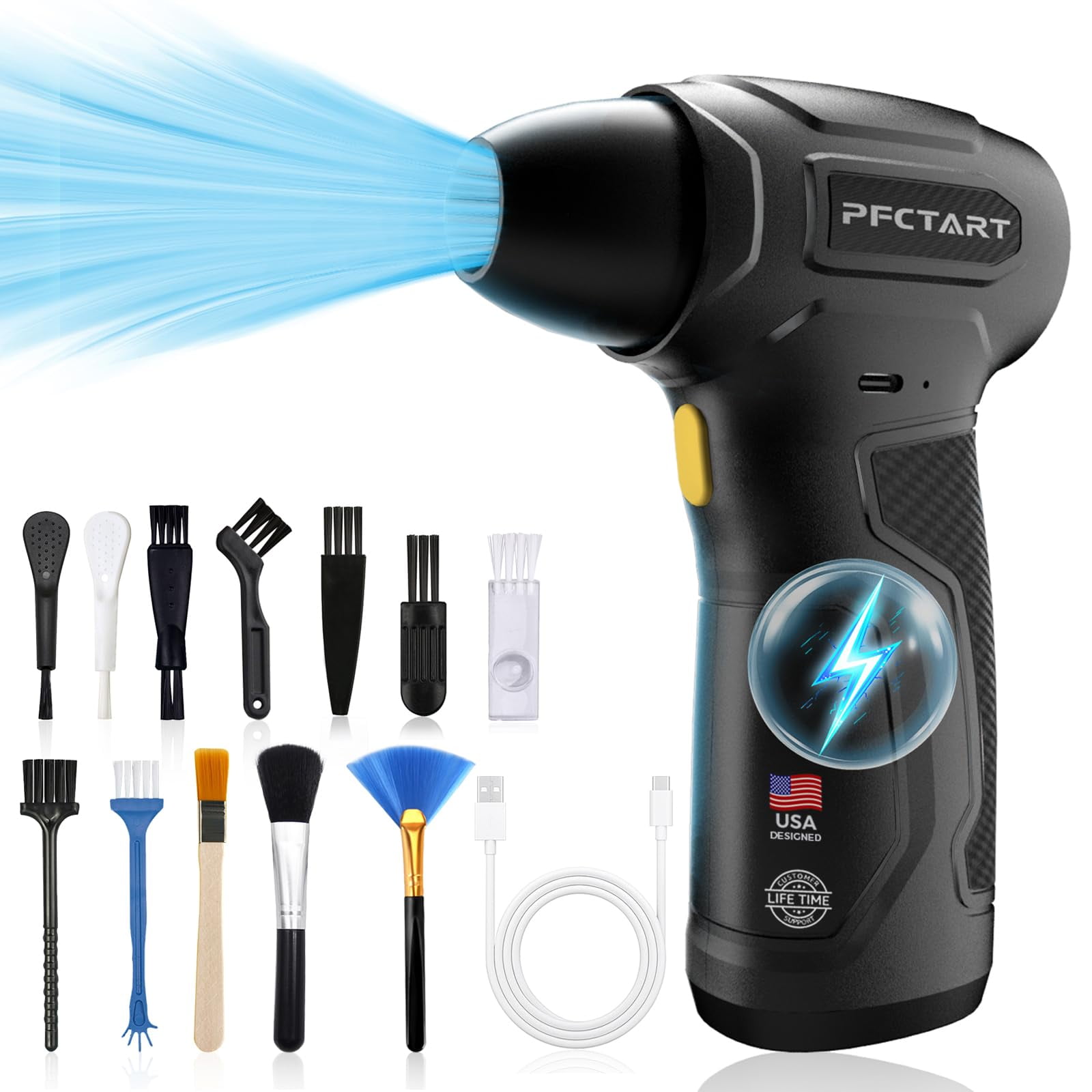 Compress Air Duster, 200000RPM Electric Air Duster with Brushless Motor ...