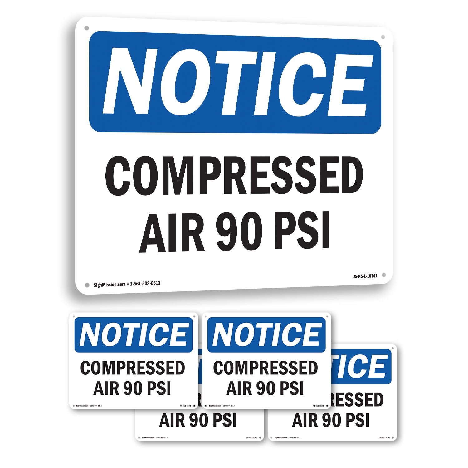 Compressed Air 90 PSI OSHA Notice Aluminum Sign 10 Inch x 7 Inch - 5 ...