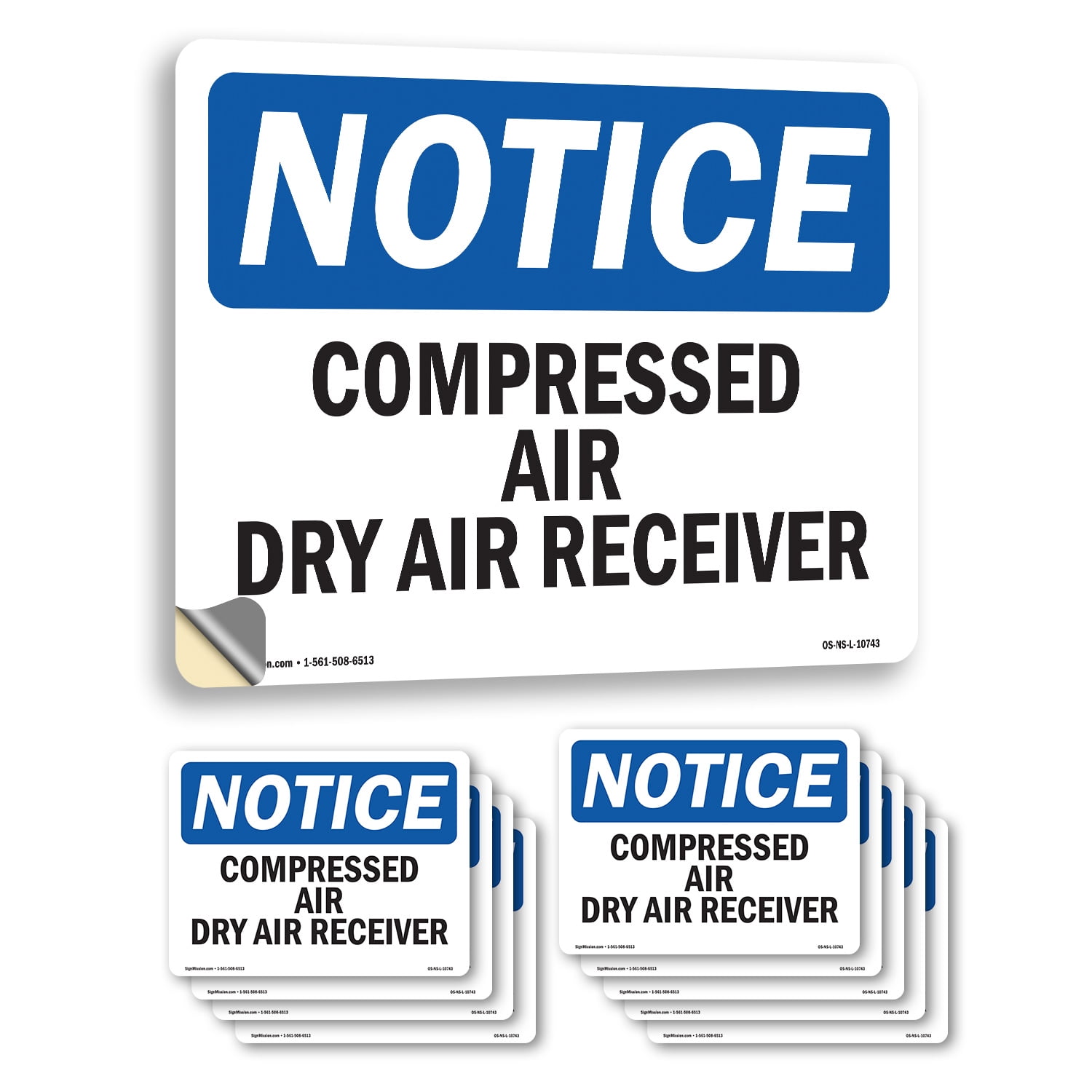 Compressed Air Dry Air Receiver OSHA Notice Vinyl Decal Label 14 Inch x ...