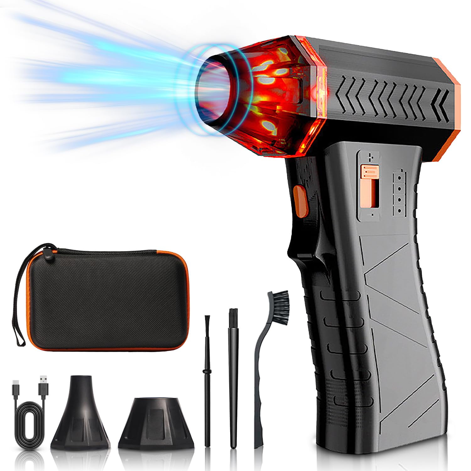 Compressed Air Duster, 130000 RPM Electric Air Duster – Rechargeable ...