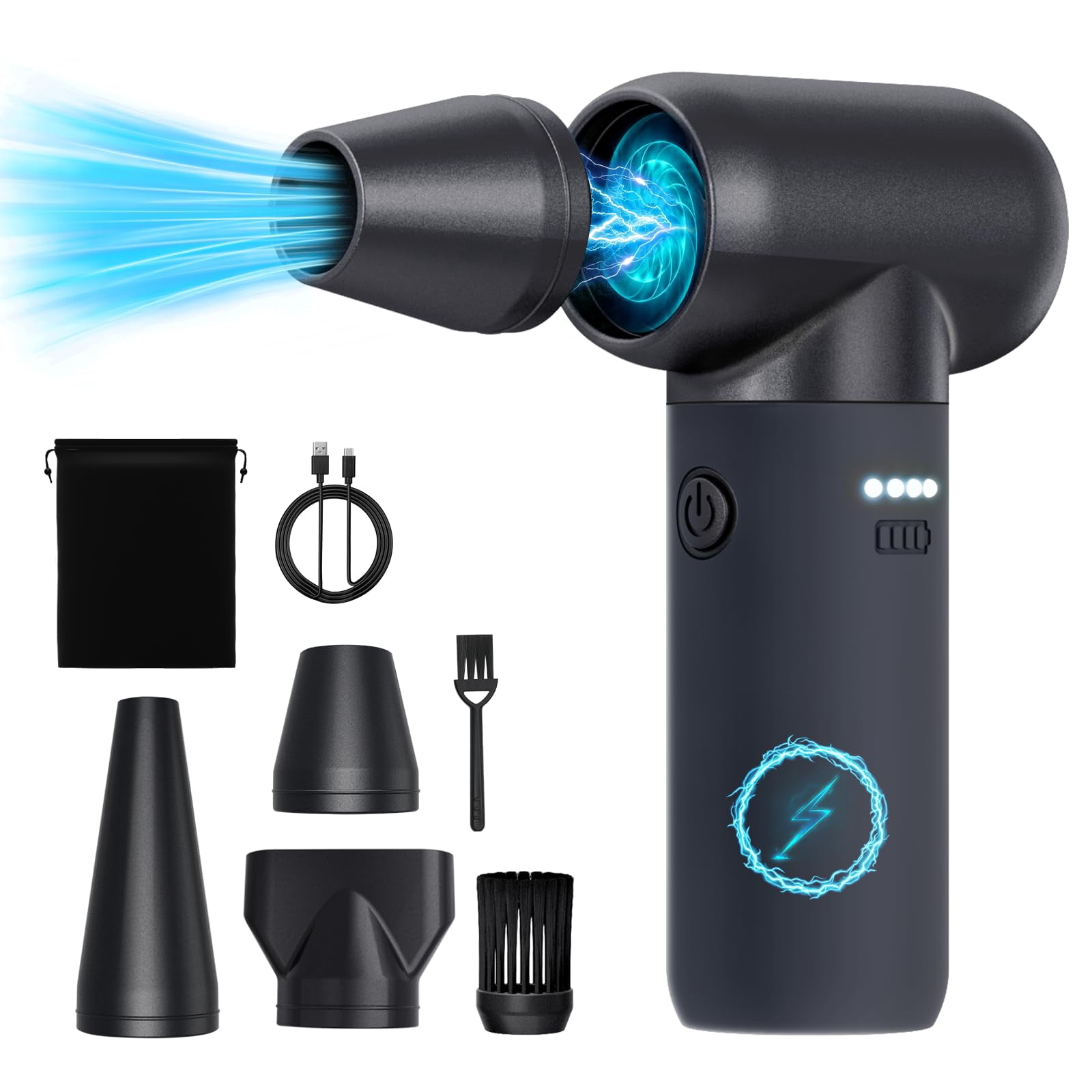 Compressed Air Duster,180000RPM Electric Duster Air Blower,Cordless ...