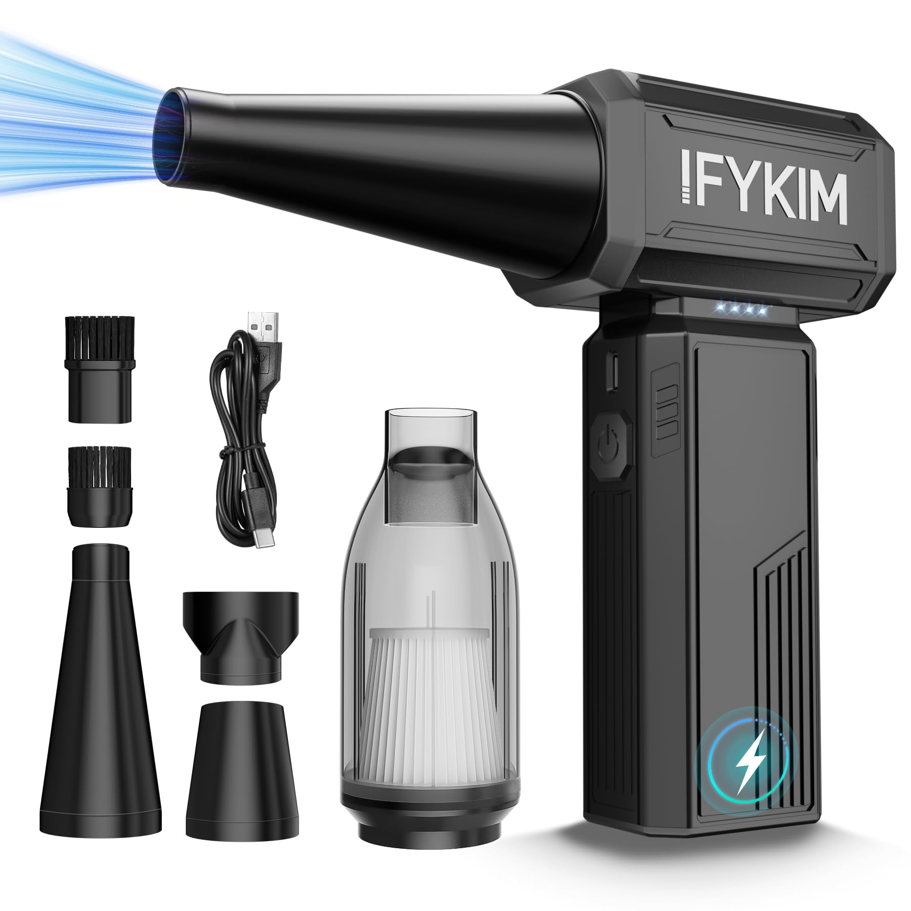 Compressed Air Duster: 2-in-1 Rechargeable Air Vacuum & Blower ...