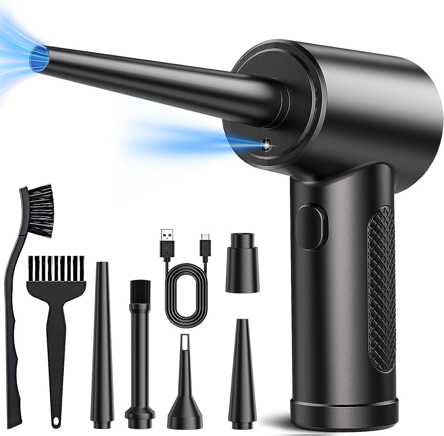 Compressed Air Duster, 3 Gear to 51000RPM Cordless Electric Air Duster ...
