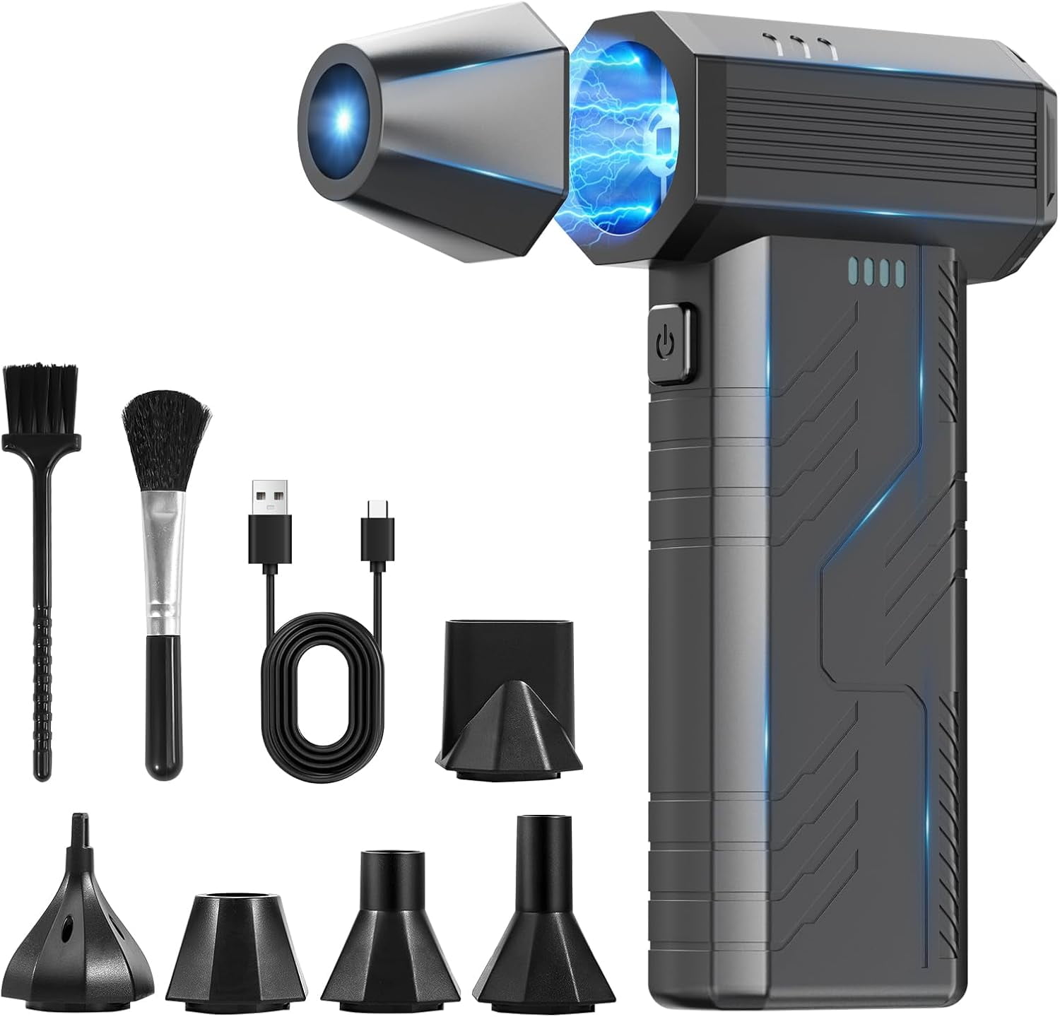 Compressed Air Duster, 3 Gear to 51000RPM Cordless Electric Air Duster ...